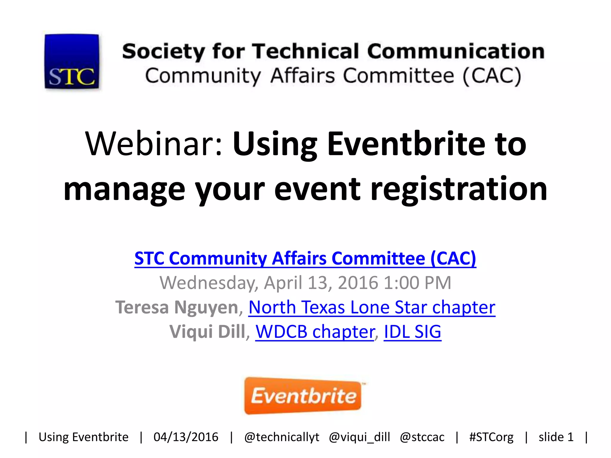 Using eventbrite to manage your event registration | PPTX
