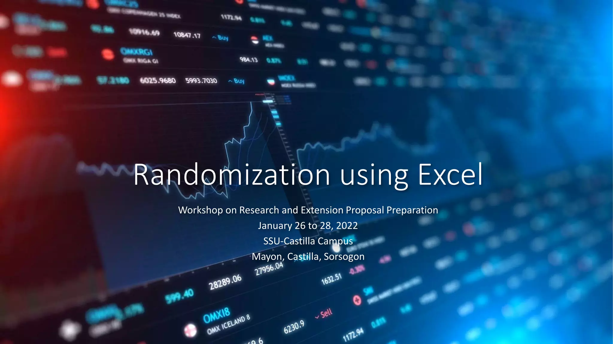Using Excel For Randomization 1 Ppt