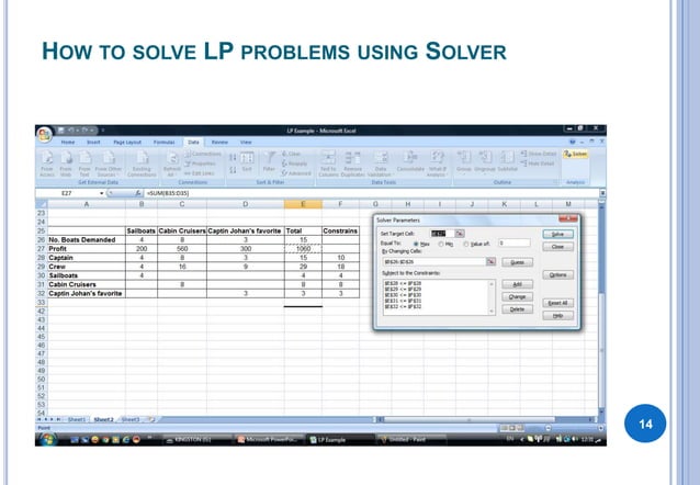 Using Excel Solver In Solving Lp And Transportation Problems Ppt