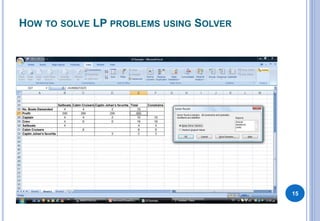 Using excel solver in solving lp, and transportation problems | PPT