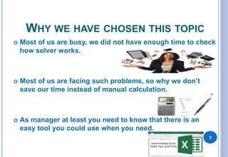 Using excel solver in solving lp, and transportation problems | PPT