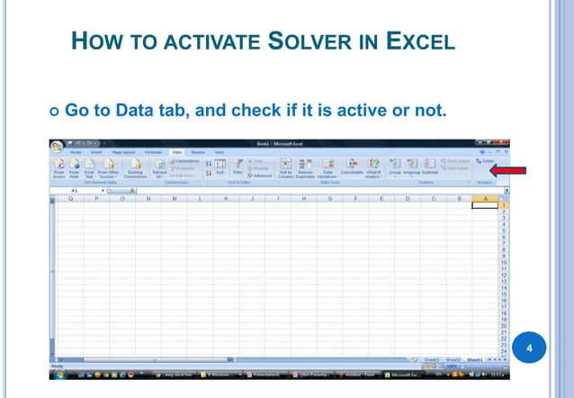 Using excel solver in solving lp, and transportation problems | PPT