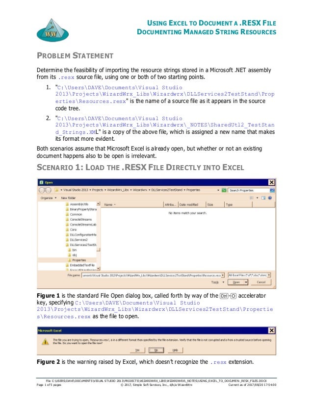 Using Microsoft Excel Todocument Resx Files 