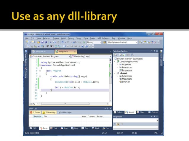Using f# project from c# | PPTX | Programming Languages | Computing