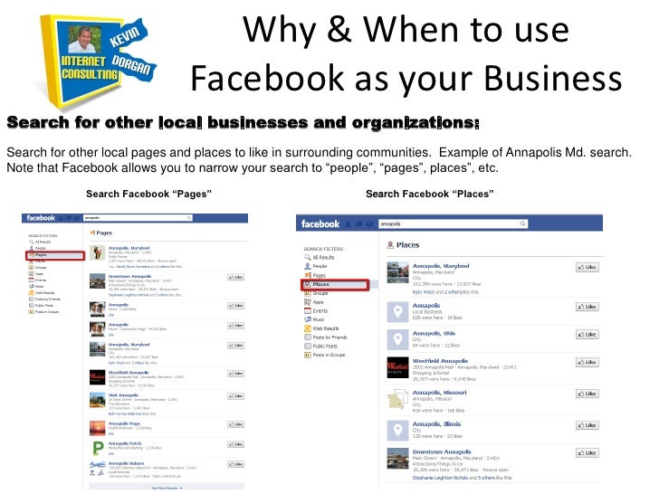 Using Facebook as your Business profile