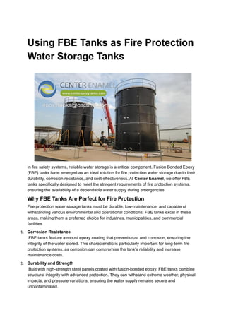 Using FBE Tanks as Fire Protection Water Storage Tanks.docx