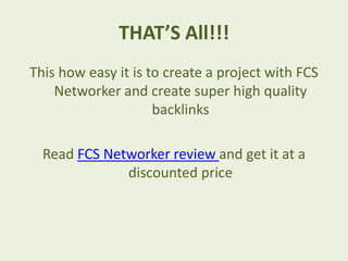 Using FCS Networker | PPTX | Technology & Computing
