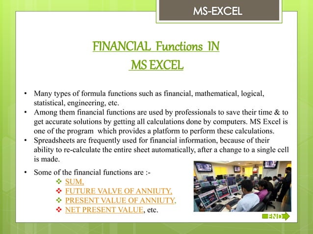 Using financial functions in ms excel | PPSX