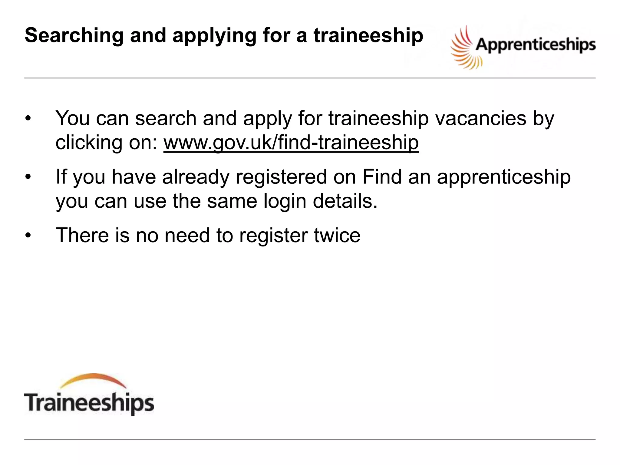 Using the find an apprenticeship service | PPTX