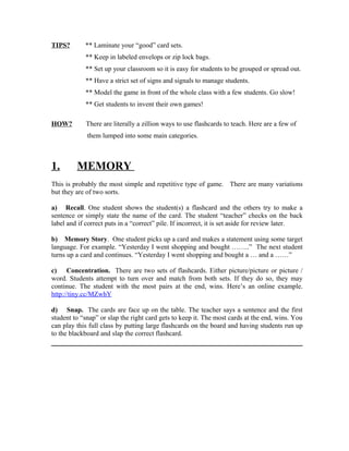 Using Flashcards and Teaching English | PDF