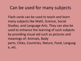 Power Point presentation on Flash cards for Classroom technology | PPT