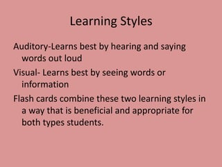Power Point presentation on Flash cards for Classroom technology | PPTX