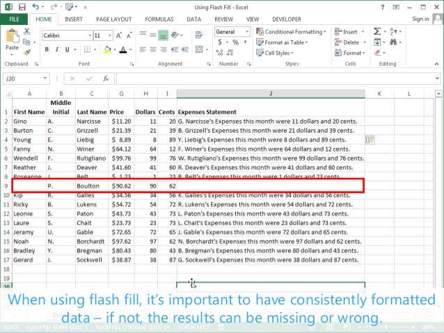 Using Flash Fill Excel 2013 Tutorial 