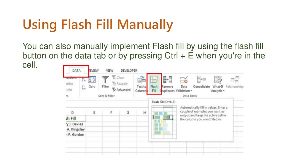 Using Flash Fill In Excel 2013 