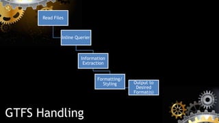 Using FME and GTFS datasets to run TransitDatabase.com