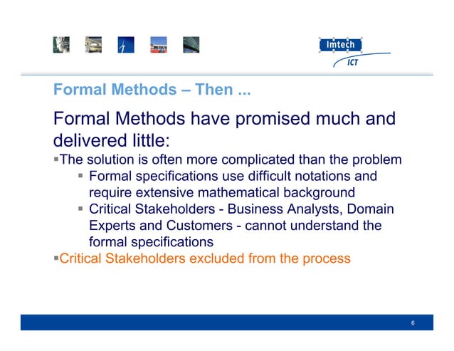 Using formal methods in Industrial Software Development | PPT