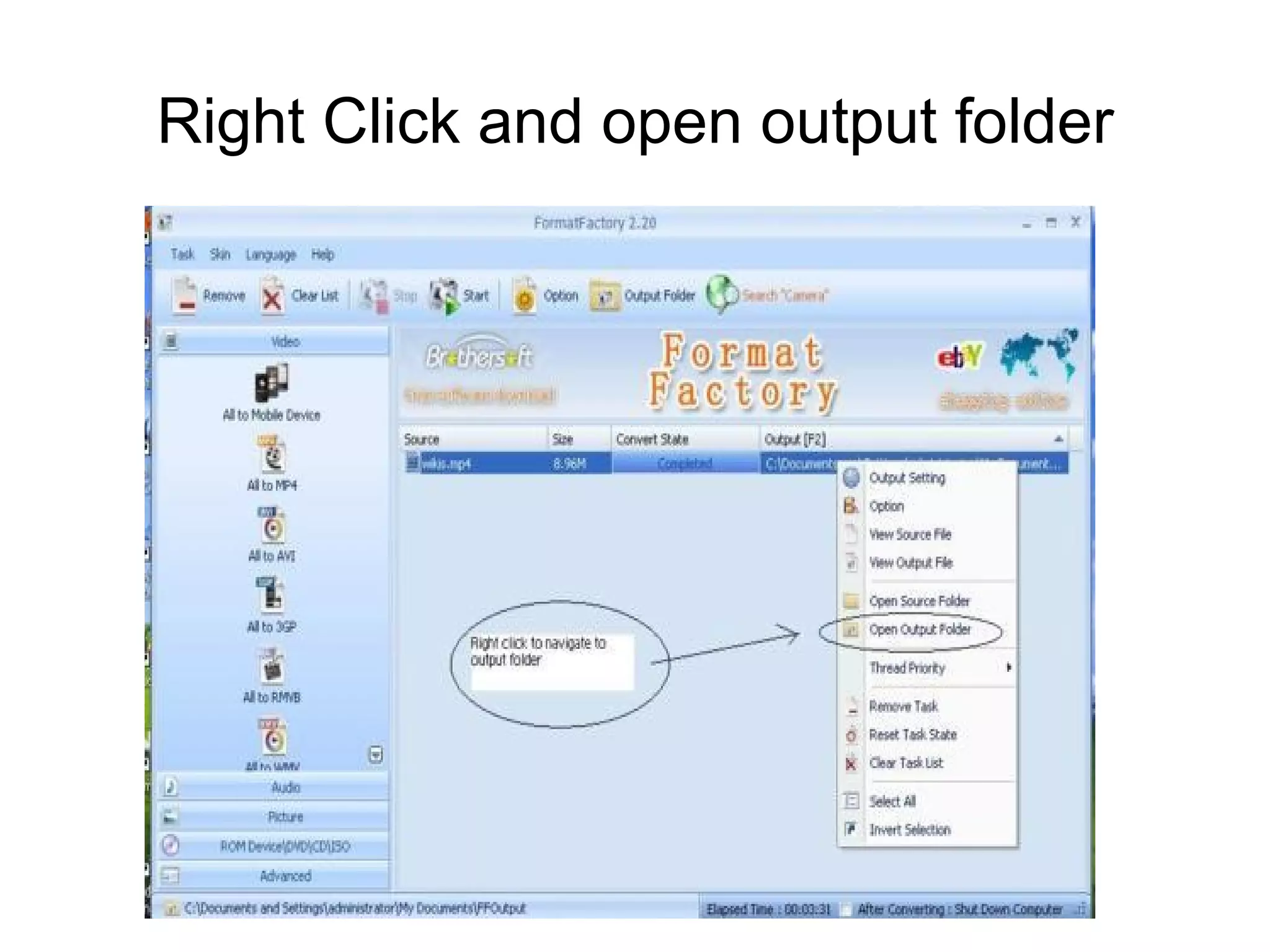 Using format factory to change format | PPT