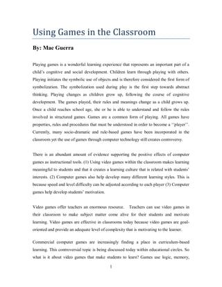 Using Games in the Classroom | PDF