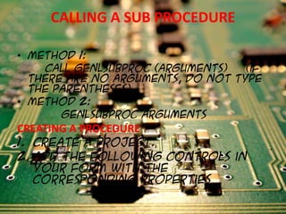 Using general sub procedures | PPTX