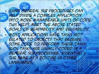 Using general sub procedures | PPTX