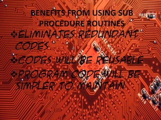 Using general sub procedures | PPTX