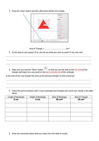 Using geogebra to investigate area of triangles | DOCX