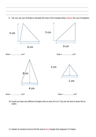 Using geogebra to investigate area of triangles | PDF