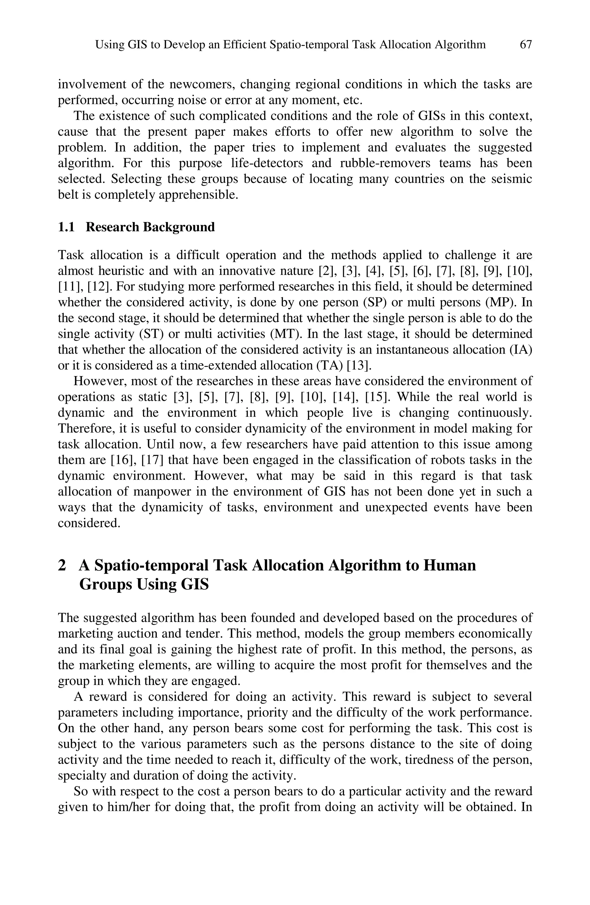 Using Gis To Develop An Efficient Spatio Temporal Task Allocation Algorithm To Human Groups In