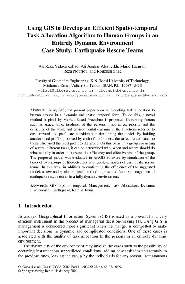 Using GIS to Develop an Efficient Spatio-temporal Task Allocation Algorithm to Human Groups in ...