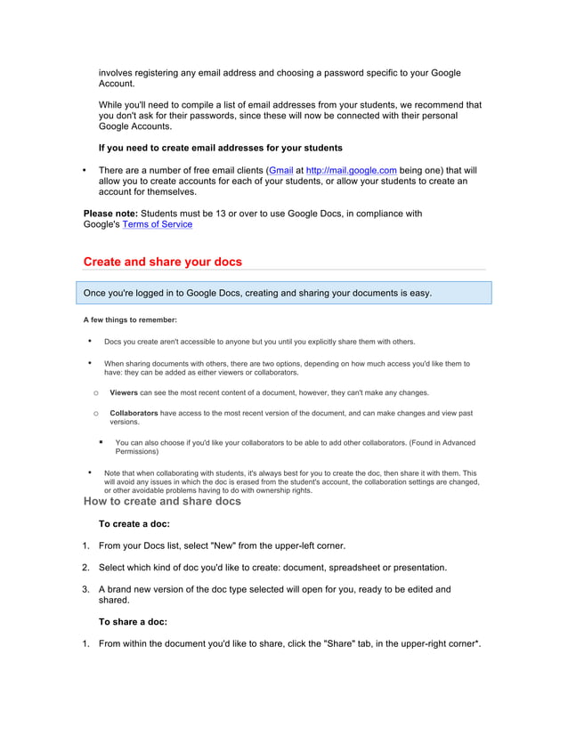 Using Google Docs in the classroom | PDF