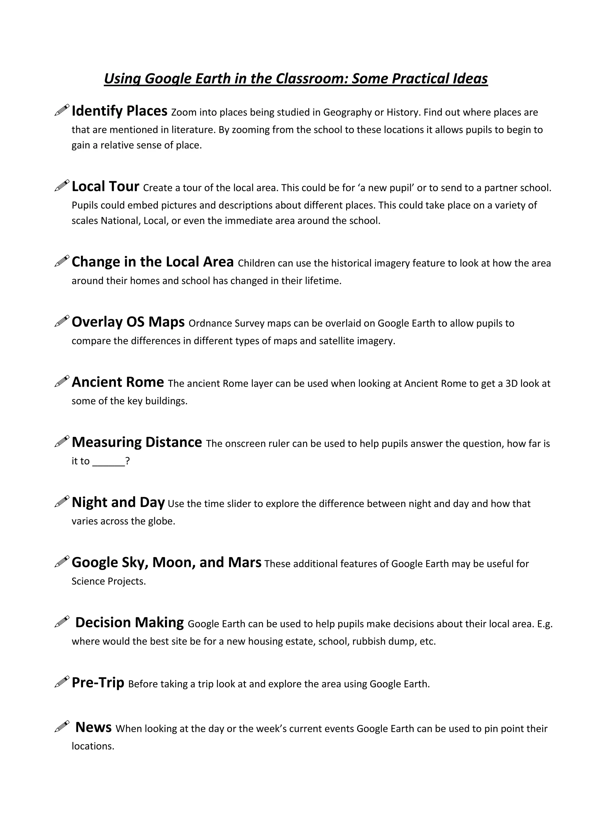 Using Google Earth In The Primary Classroom | DOCX