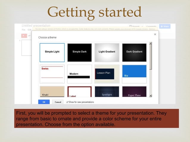 Using google presentation | PPT