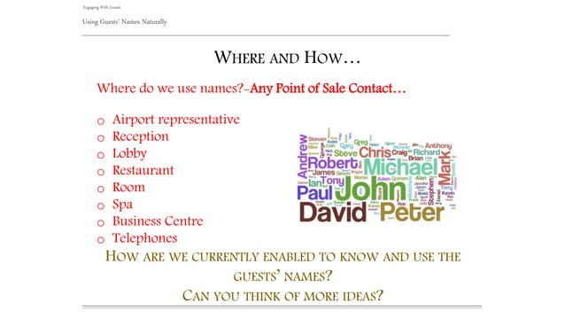 Using Guests' Names | PPTX | Technology & Computing