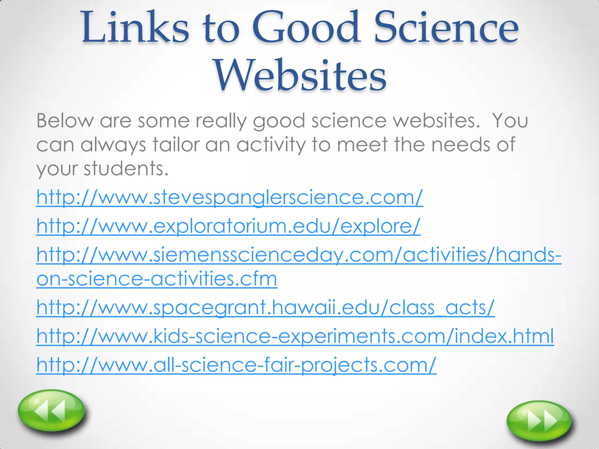 Using hands on activities in the science classroom | PPTX