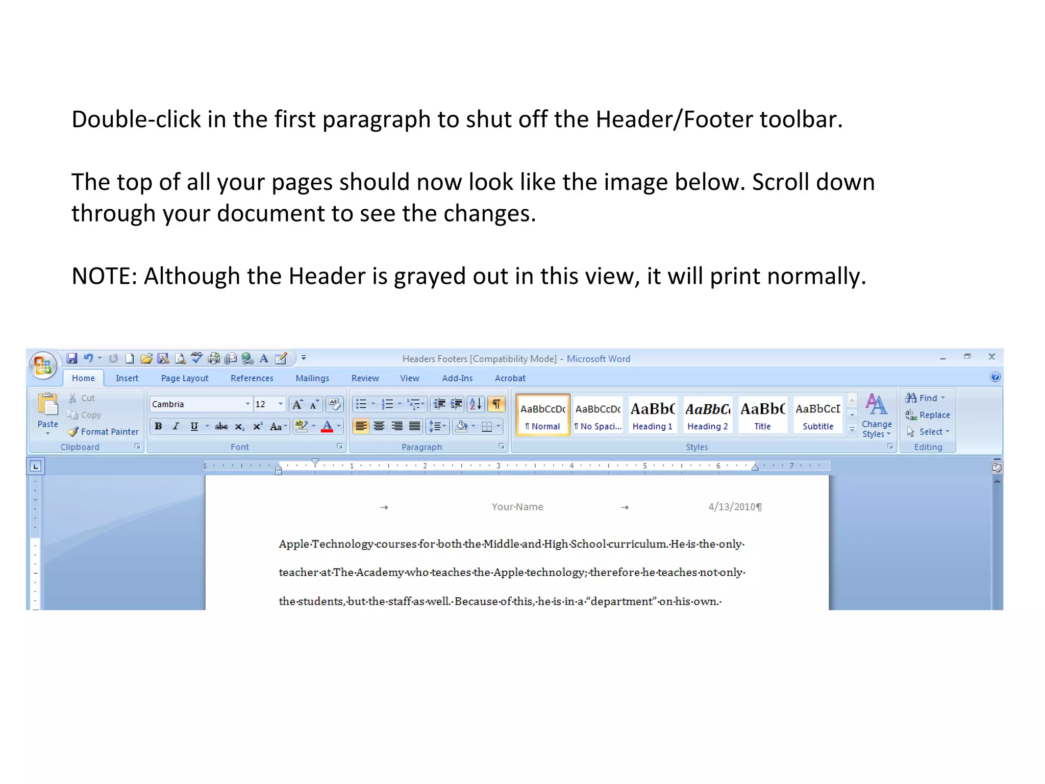 Using Headers and Footers in Word | PPT