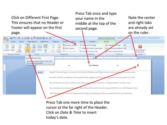 Using Headers and Footers in Word | PPT | Desktop Publishing | Computer ...