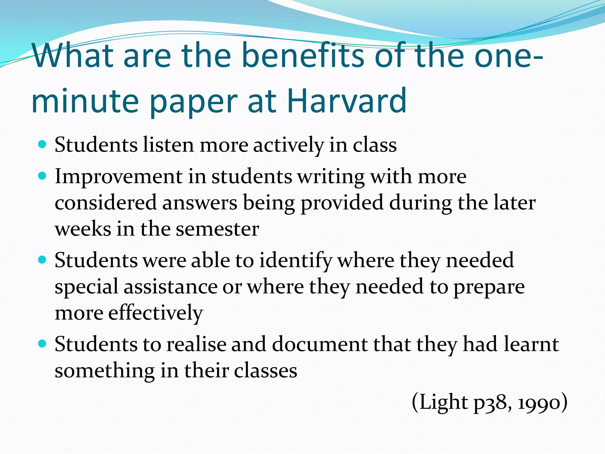 Using Hrvard 1 Minute Papers | PPTX