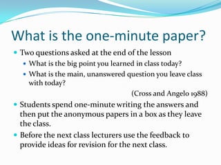 Using Hrvard 1 Minute Papers | PPTX