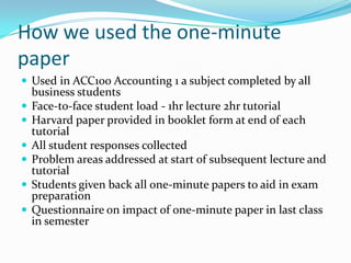 Using Hrvard 1 Minute Papers | PPTX