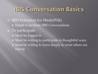 Using MediaWiki IBIS Conversation Extension | PPT