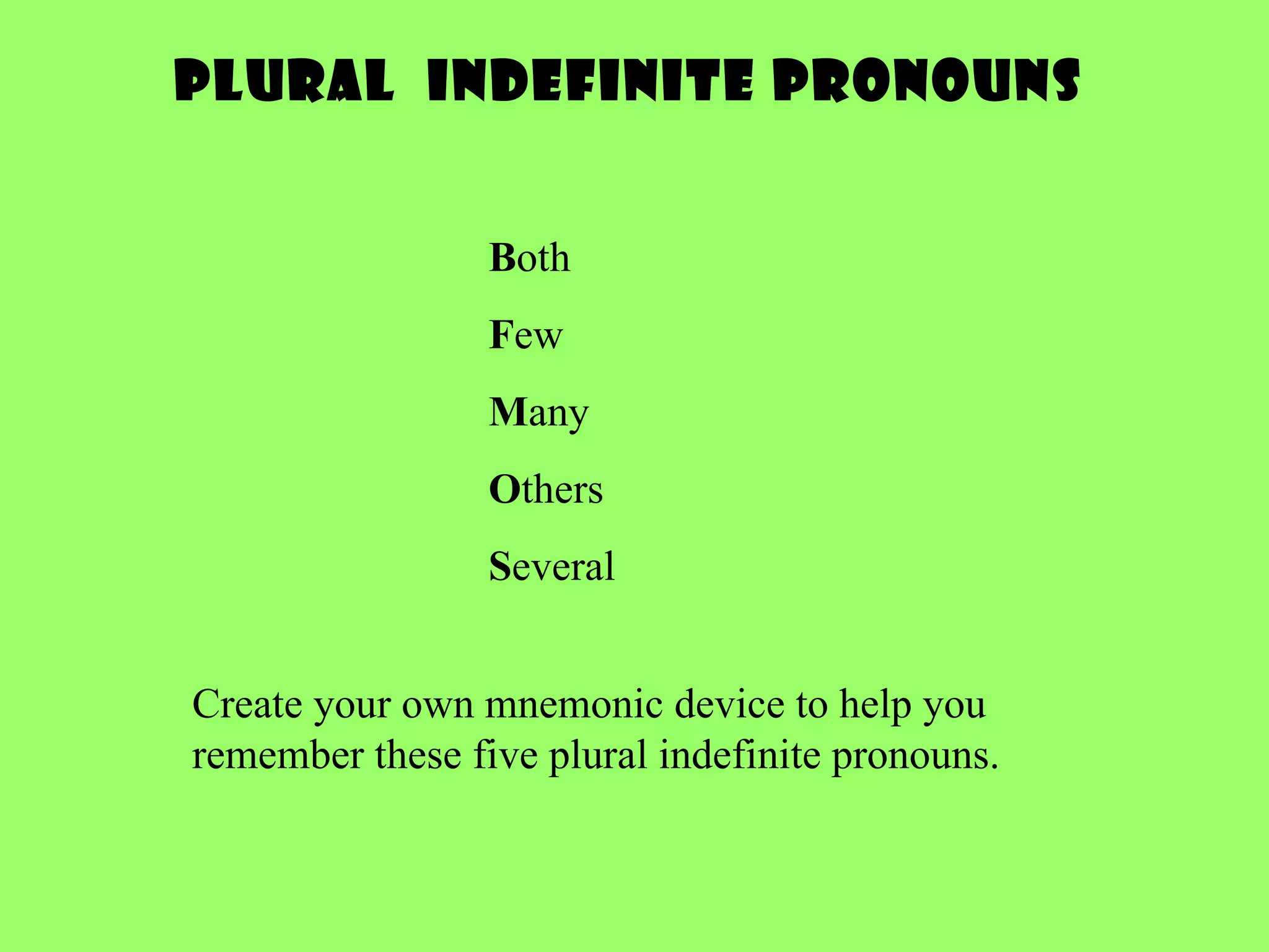 Indefinite Pronouns | PPT