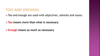 Using Infinitives wth Too and Enough PowerPoint; ILI MD; Chapter 13; E4 ...