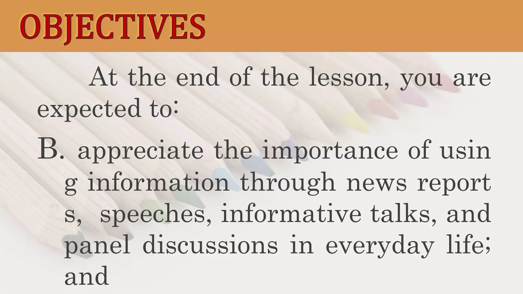 Using Informations from News, Speech, Informative Talks and Pannel ...