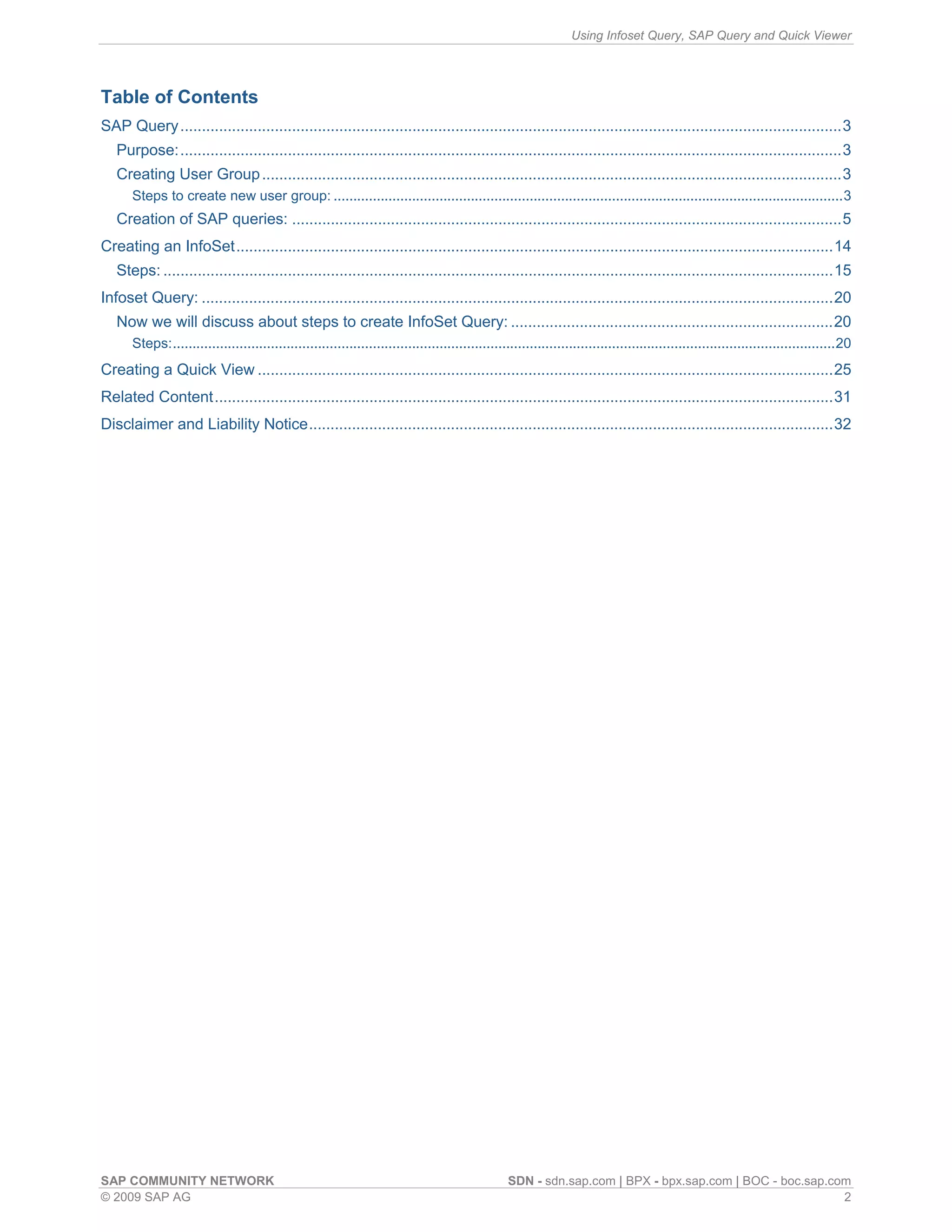 Using Infoset Query Sap Query And Quick Viewer Pdf
