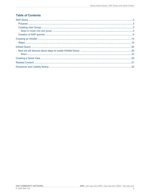 Using infoset query ,sap query and quick viewer | PDF
