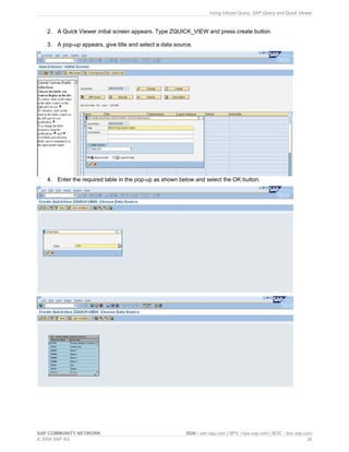 Using infoset query ,sap query and quick viewer | PDF
