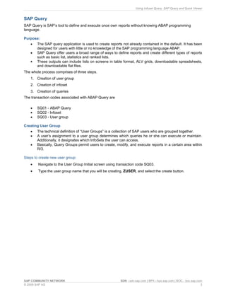 Using infoset query ,sap query and quick viewer | PDF