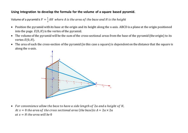Volume of a square based pyramid by Integration | PPT | Free Download