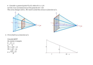 Volume of a square based pyramid by Integration | PPT