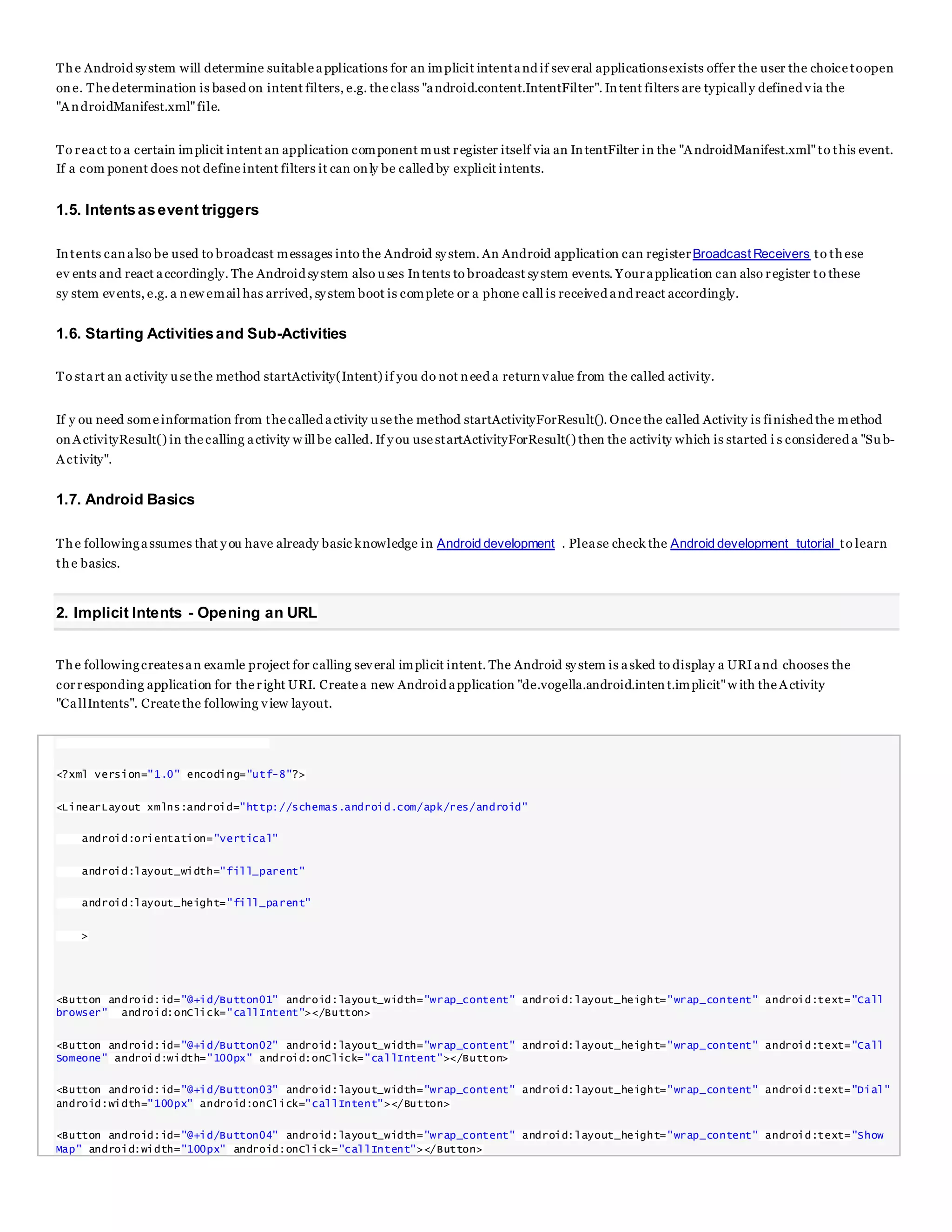 Using intents in android | PDF
